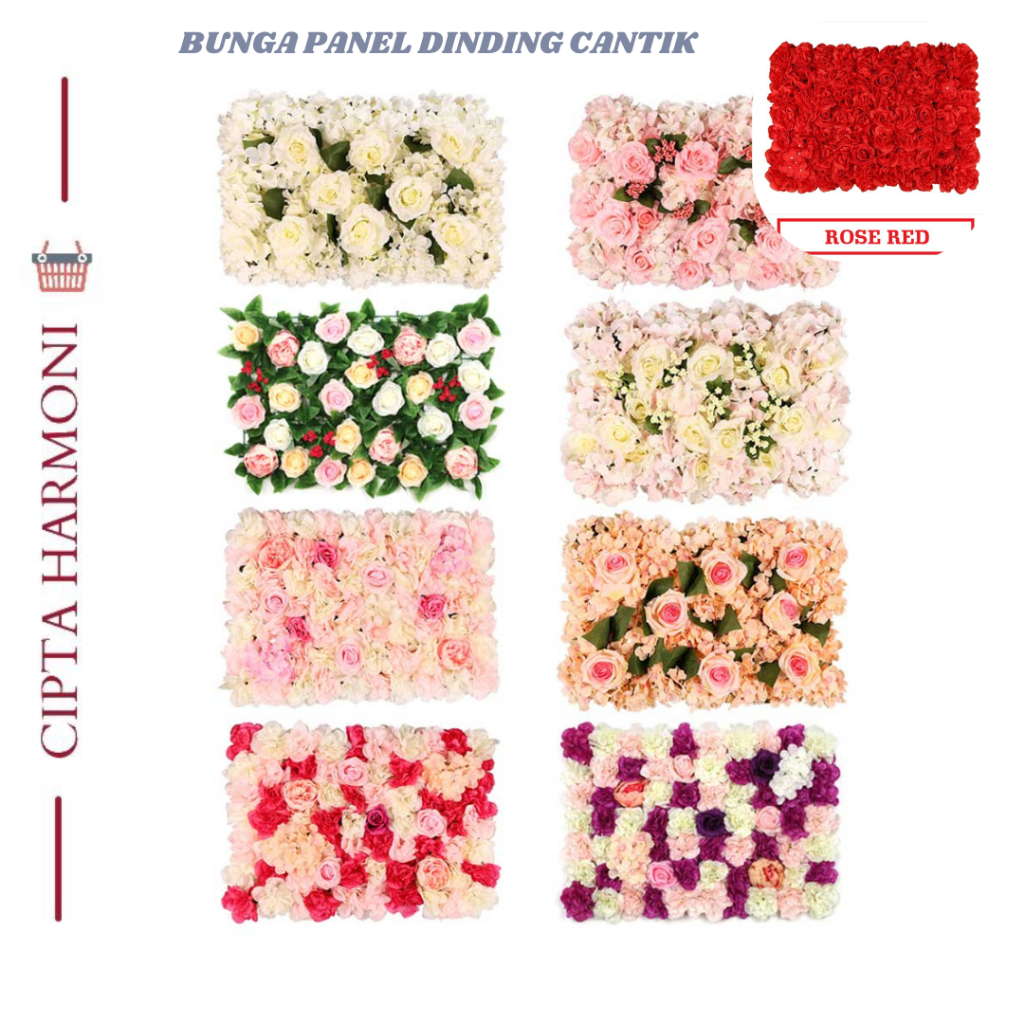 Jual Panel Dinding Karangan Bunga Plastik 3D Flower Dekorasi Latar ...