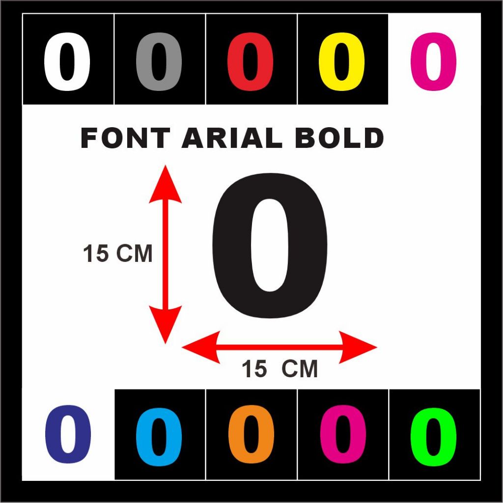 Jual READY CUTTING STIKER ANGKA / FONT NAMA FONT ARIAL BOLD UKURAN 15 ...