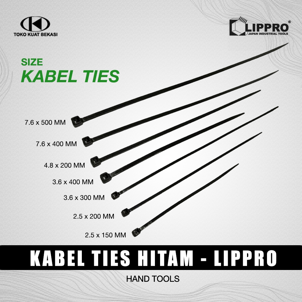 Jual LIPPRO Kabel Ties 3.6 x 300 Hitam Material Nilon / Cable Ties Nylon | Shopee Indonesia