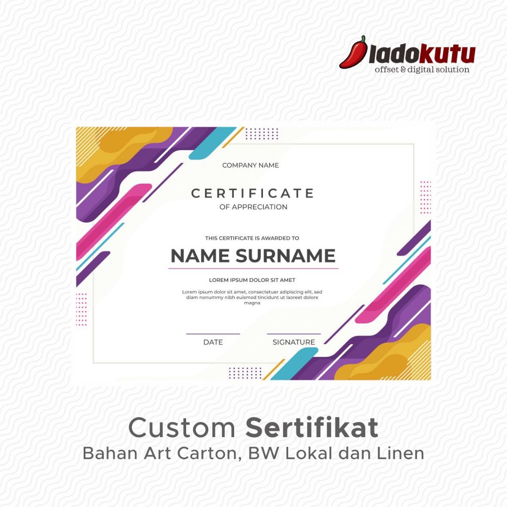 Jual Cetak Sertifikat Piagam Berkualitas A4 / Print Sertifikat Custom ...