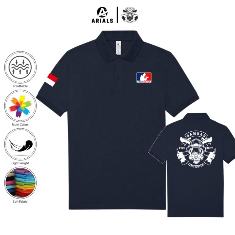 Jual Arials Polo shirt Baju Kaos Kerah Fire Fighter Damkar Pemadam ...