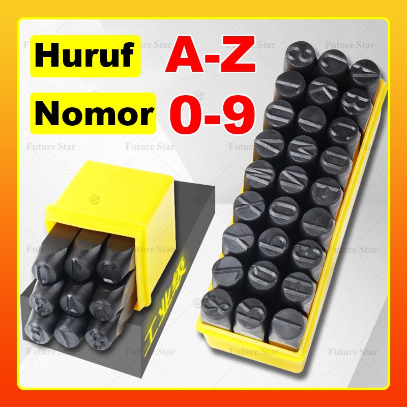 Jual 36pcs 0-9 Letter A-Z Number Punch Set Alat Ketok Huruf Angka Nomor ...