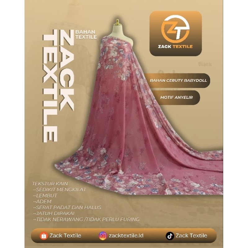 Jual Kain Ceruty Babydoll Motif MEKAR | KARINA | SHAKY Kain meteran ...
