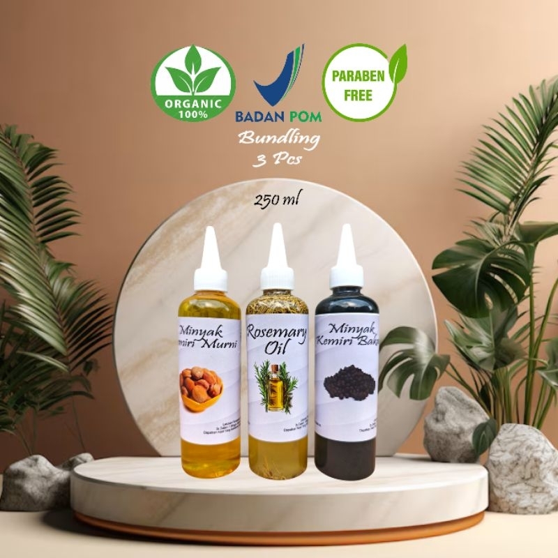 Jual ( Paket Hemat 3 pcs ) Rosemary Hair Oil + Minyak Kemiri Bakar ...