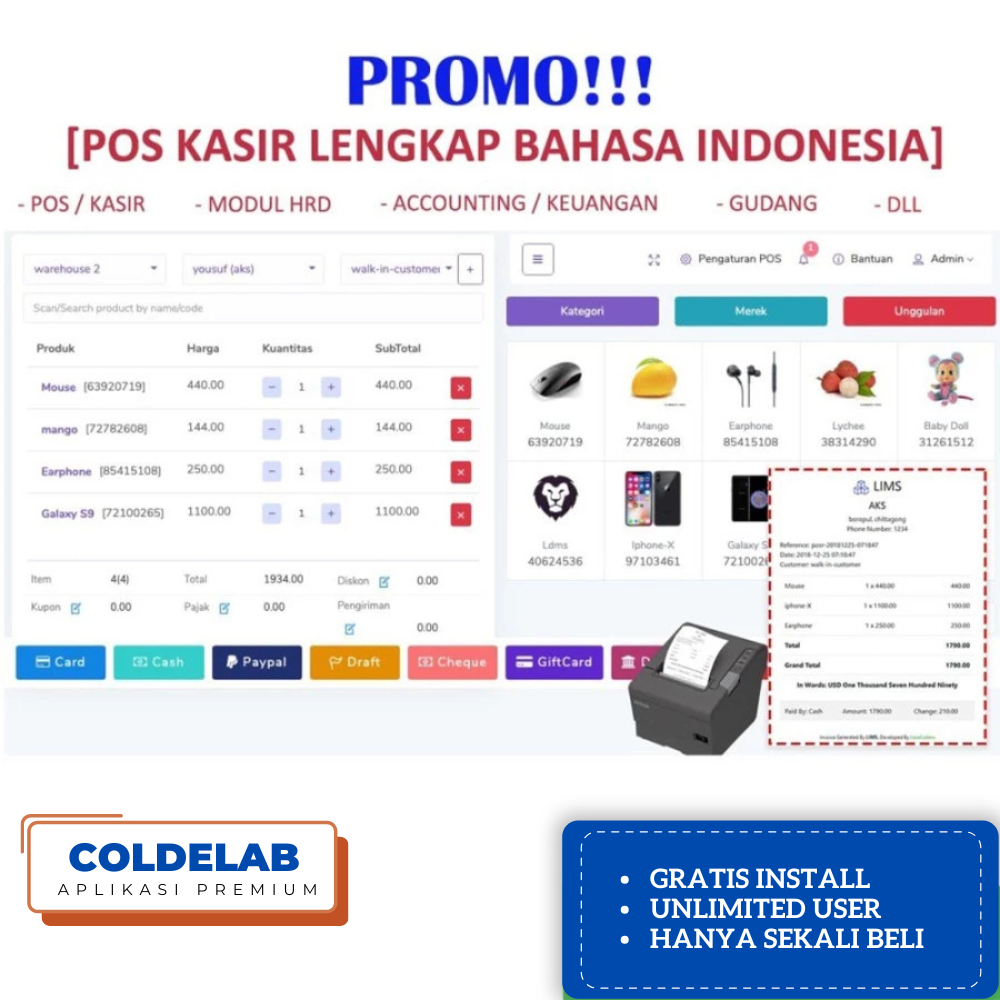 Jual Aplikasi Software Kasir POS Dilengkapi HRD Keuangan Pembelian Penjualan Finance Laravel ...