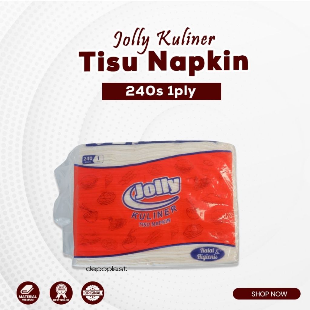 Jual Jolly Kuliner Tissue Napkin 240 sheets 1 ply Tisu Serbaguna Hand ...