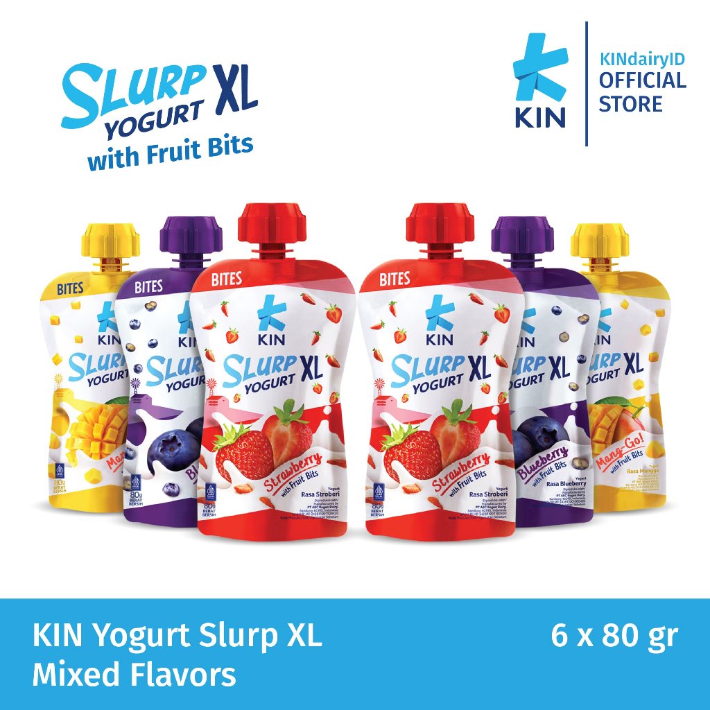 Jual KIN Yogurt Slurp XL Mixed Flavors 6x80gr | Shopee Indonesia