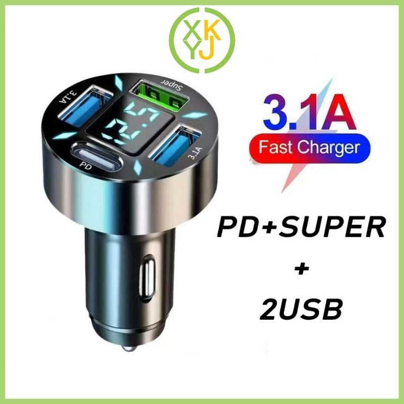 Jual XYKJ Adapter Charger Mobil 4 Port 66W QC3.0 Tipe-c Mobil Fast ...