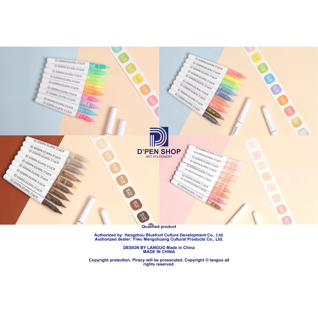 Jual Spidol Cat Akrilik Painting Marker Set 9 Warna Acrylic Soft Tip ...