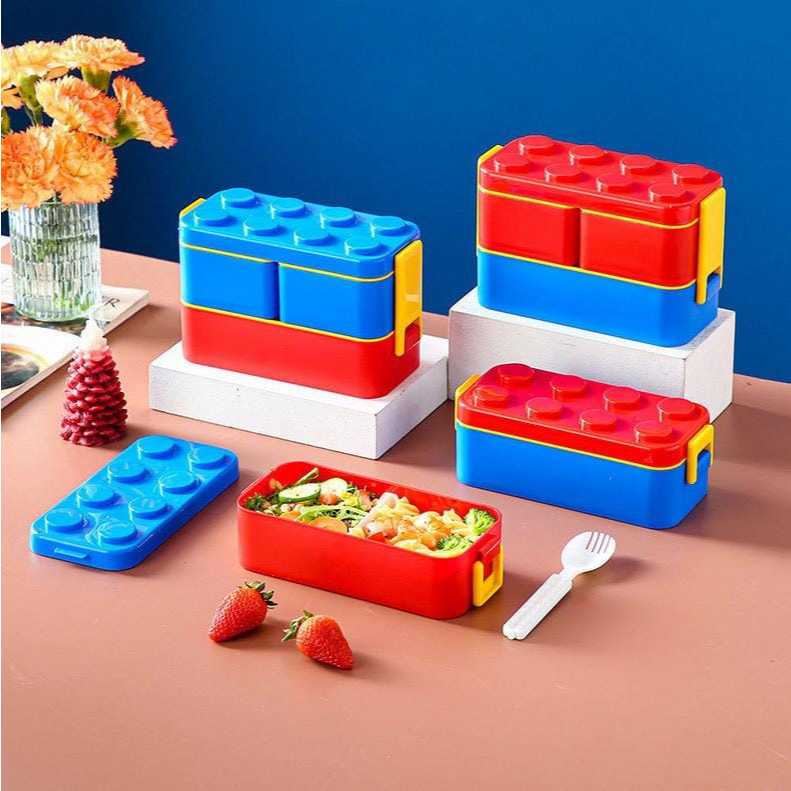 Jual LUNCH BOX KOTAK MAKAN 2 SUSUN BENTUK LEGO TERBARU KAPASITAS 1050ML ...