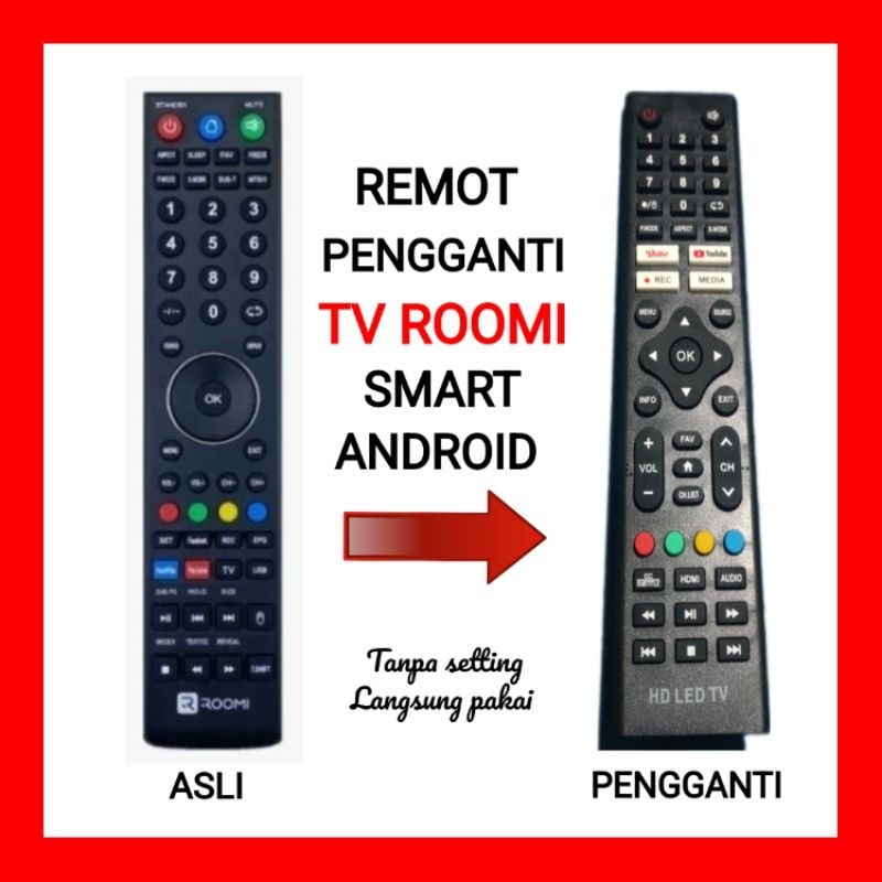 Jual Remot Untuk Remot TV ROOMI Smart Android 32 inch ~ 50 inch ...
