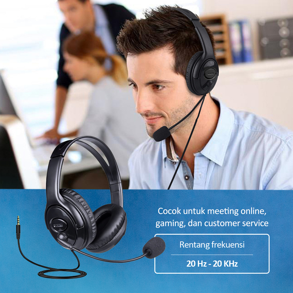 Jual BONKYO Headset komputer USB yang dipasang di kepala, headset permainan berkabel, headset ...