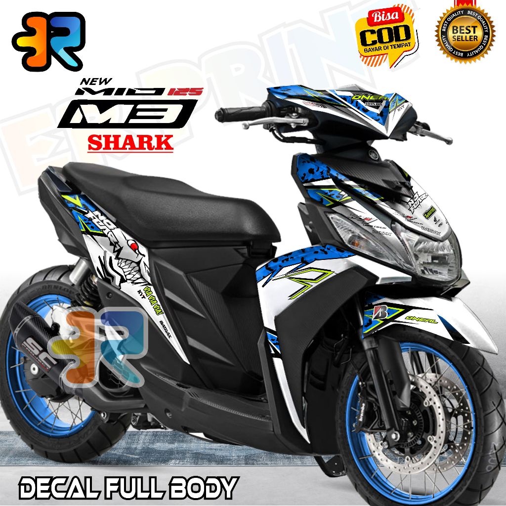 Jual Stiker Decal Yamaha Mio M3 / Mio Z Full Body Variasi Desain Shark ...