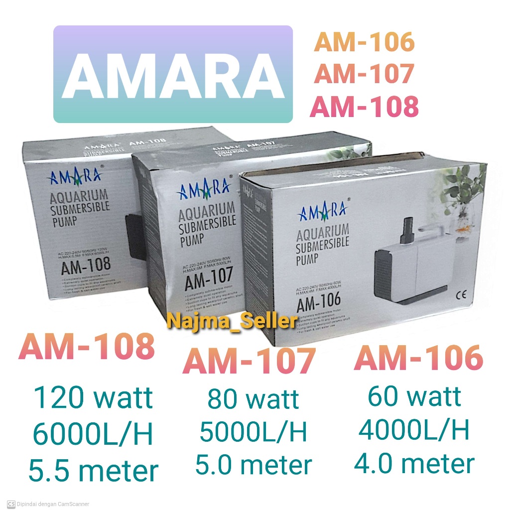 Jual NAJMASELLER || Mesin Pompa Kolam ikan AMARA Low Watt. seri AM-103, AM-104, AM-105, AM-106 ...