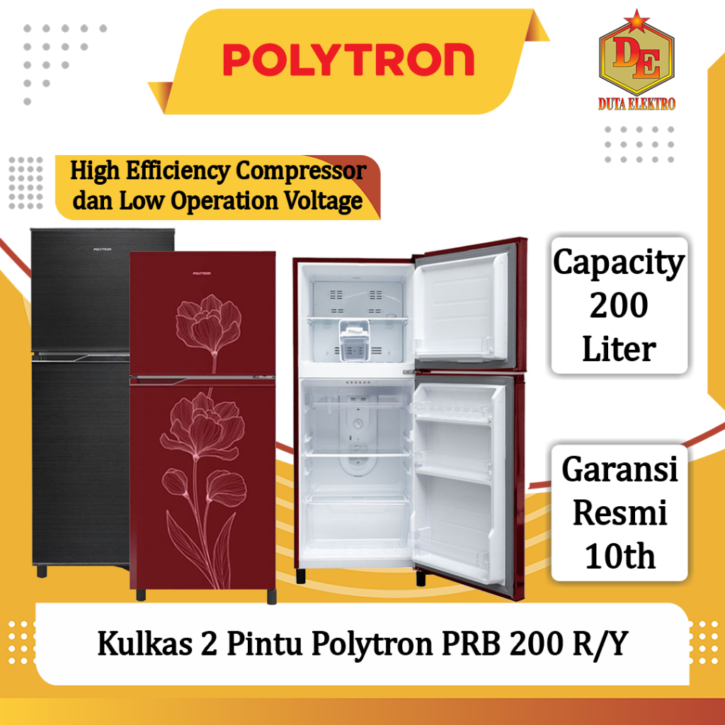 Jual Kulkas 2 Pintu Polytron PRB 200 R/Y 200 Liter | Shopee Indonesia