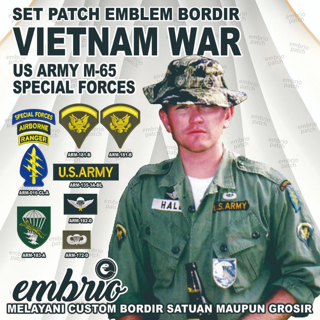 Jual ARM-198 Emblem Bordir Jaket M65 VIETNAM WAR US Army M-65 ARVN ...
