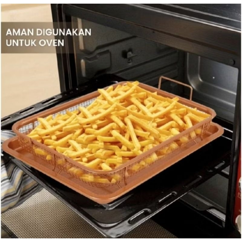 Jual Saringan minyak set+wadah tempat/cooper crispy tray/nampan ...