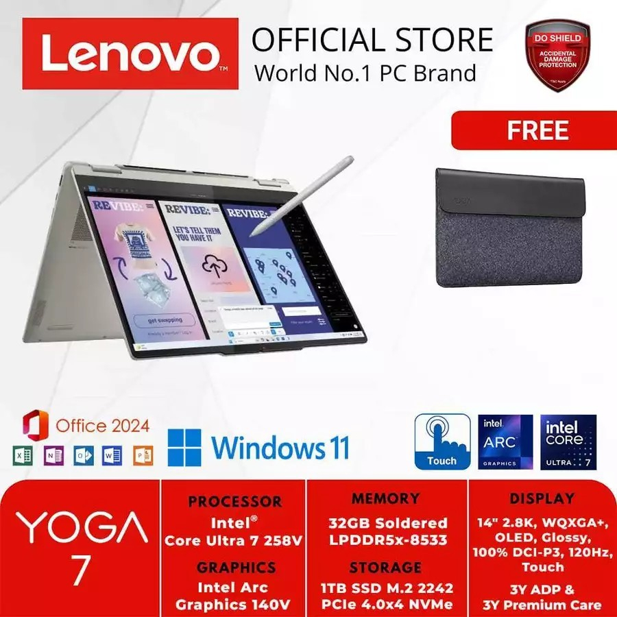 Jual LENOVO YOGA 7 2-in-1 14ILL10 3VID SEASHELL ULTRA 7-258V OLED 32GB ...