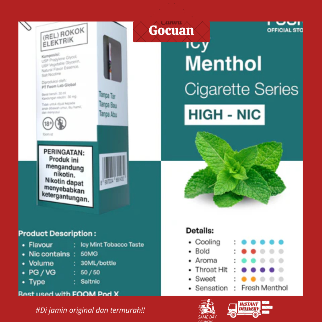 Jual SALT NIC LIQUID AUTHENTIC FOOM ICY MENTHOL HIGHNIC SALT NIC LIQUID ...