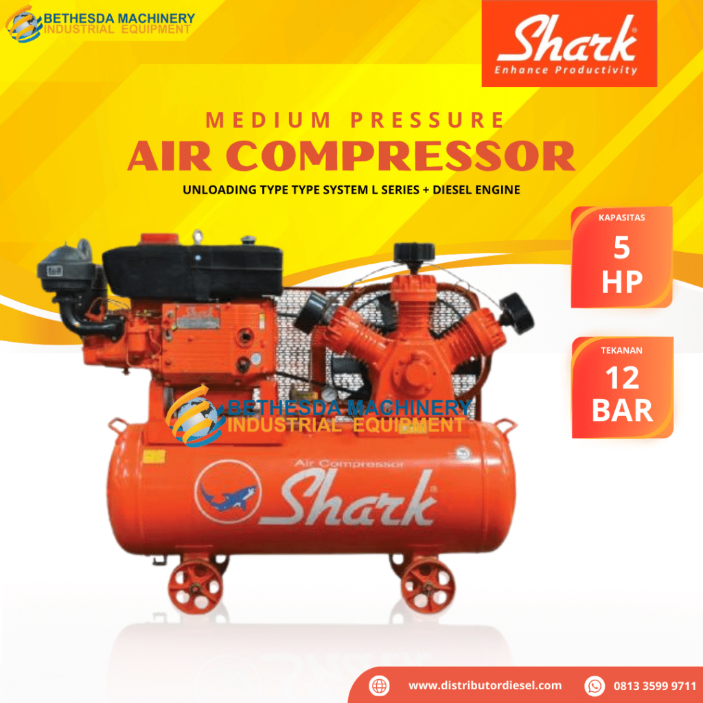 Jual Shark 5HP Mesin Kompresor AMP-FG 5 HP UNLD Compressor Unload 12 ...