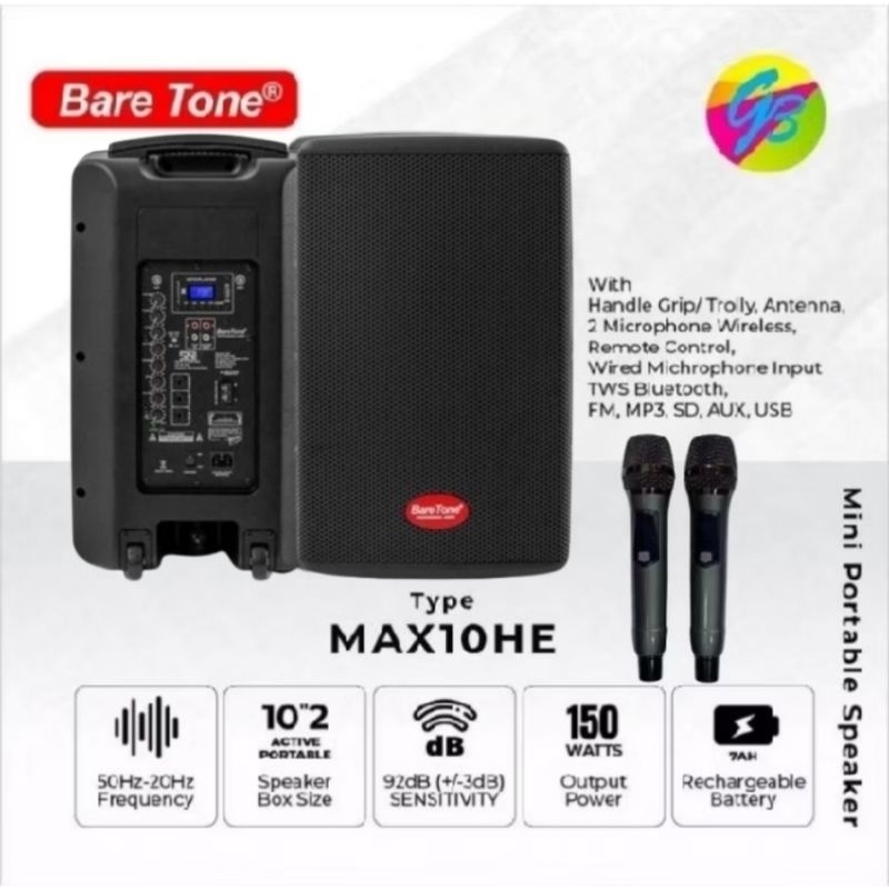 Jual Paket Speaker Aktif Portable Baretone MAX10HE 10 inch Original ...