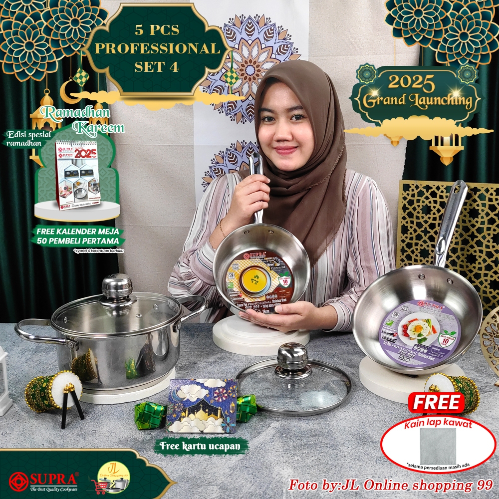 Jual SUPRA New 5pcs panci set professional series stainless SUS304 ...