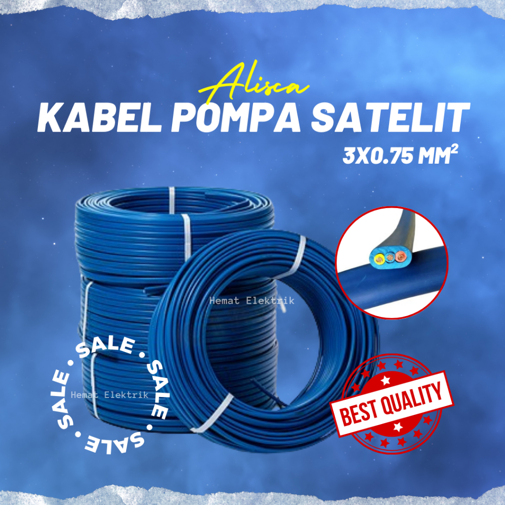 Jual Kabel Pompa Air Celup Satelit 3 x 0.75 Meteran Alisca SNI Kabel ...
