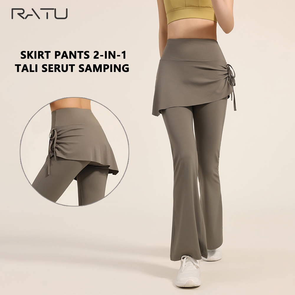 Jual RATU 2-in-1 Legging Rok Olahraga Wanita Celana Rok Senam High Waist Gym Fitness Run Yoga ...