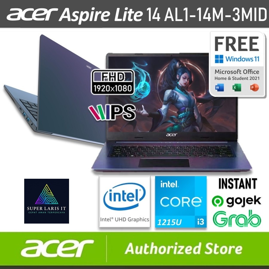 Jual ACER Aspire Lite 14 AL1 14M 3MID Magical Color Intel Core i3-1215U ...
