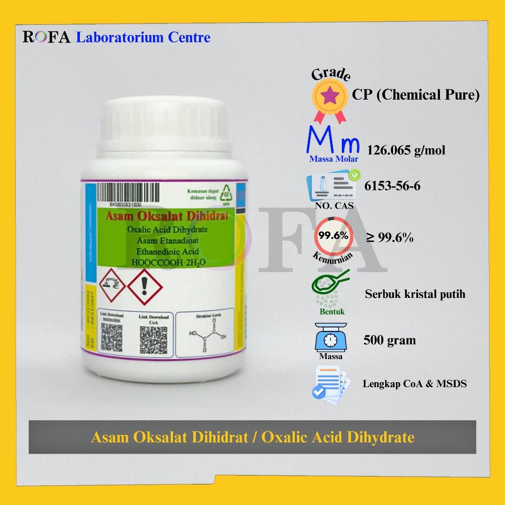 Jual Asam Oksalat Dihidrat / Oxalic Acid Dihydrate / Asam Etanadioat ...