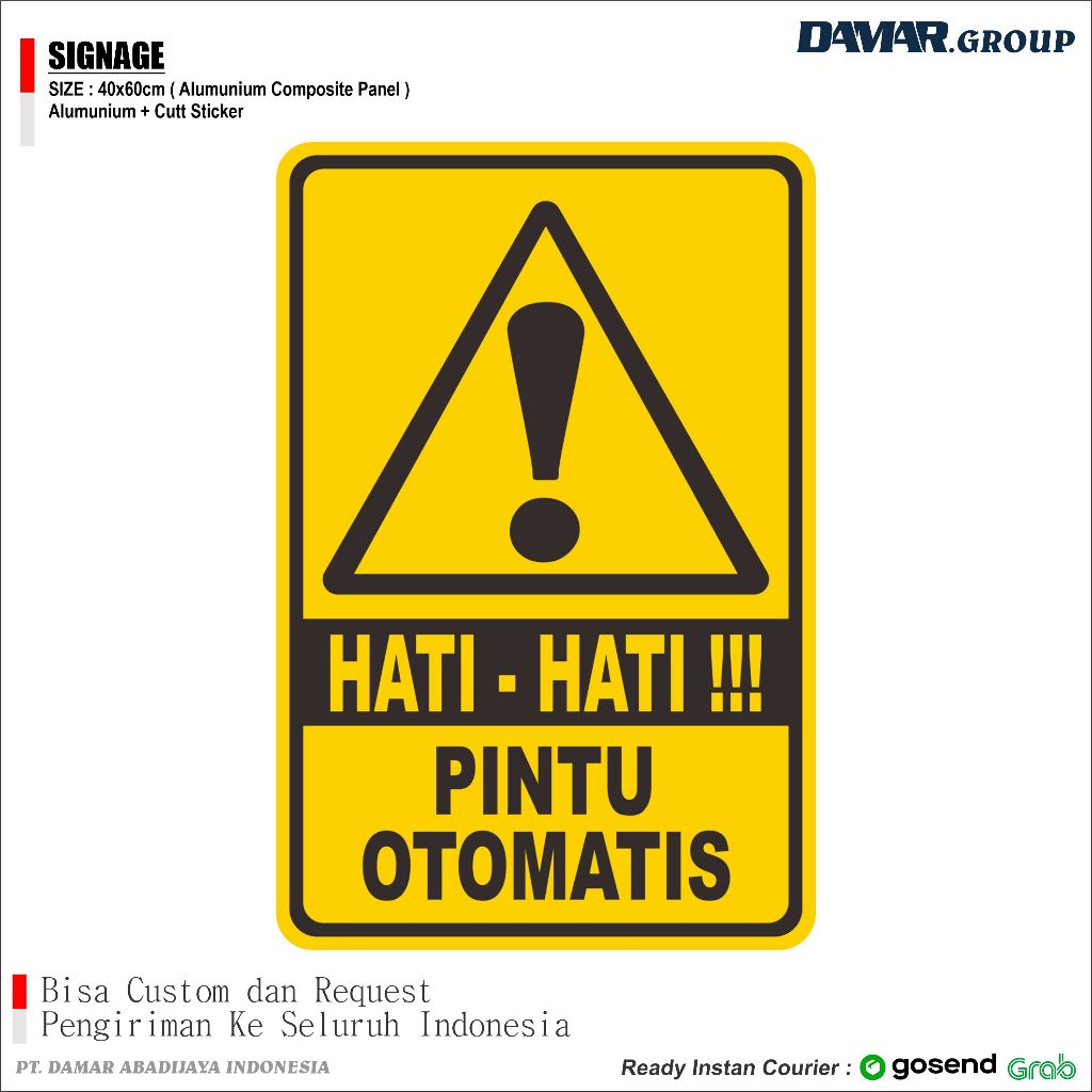 Jual RAMBU HATI HATI PINTU OTOMATIS 40x60cm, Papan Tanda Arah Nama ...