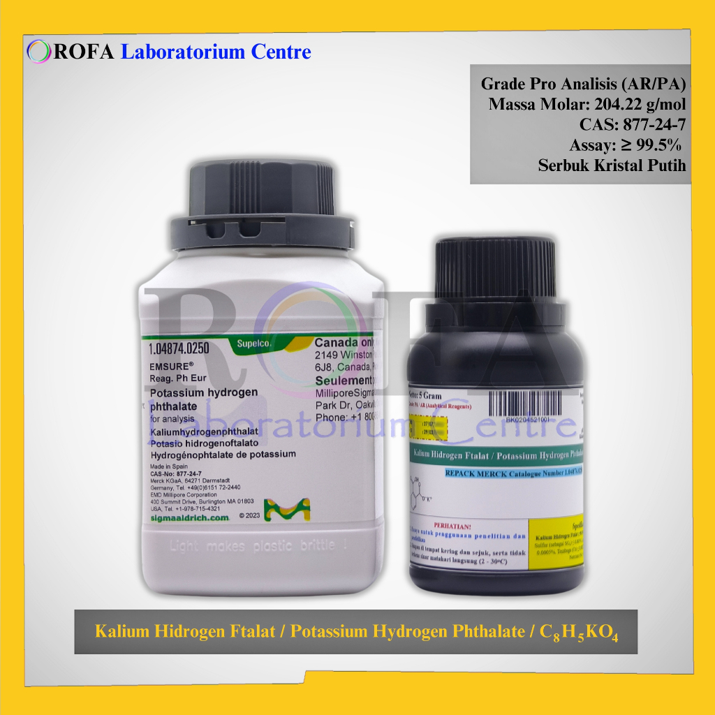 Jual Kalium Hidrogen Ftalat / Potassium Hydrogen Phthalate / C8H5KO4 ...
