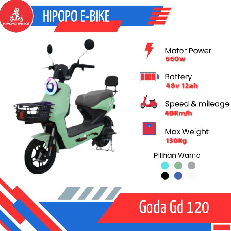 Jual Sepeda Listrik Goda gd120 550 watt | Garansi Resmi | Shopee Indonesia