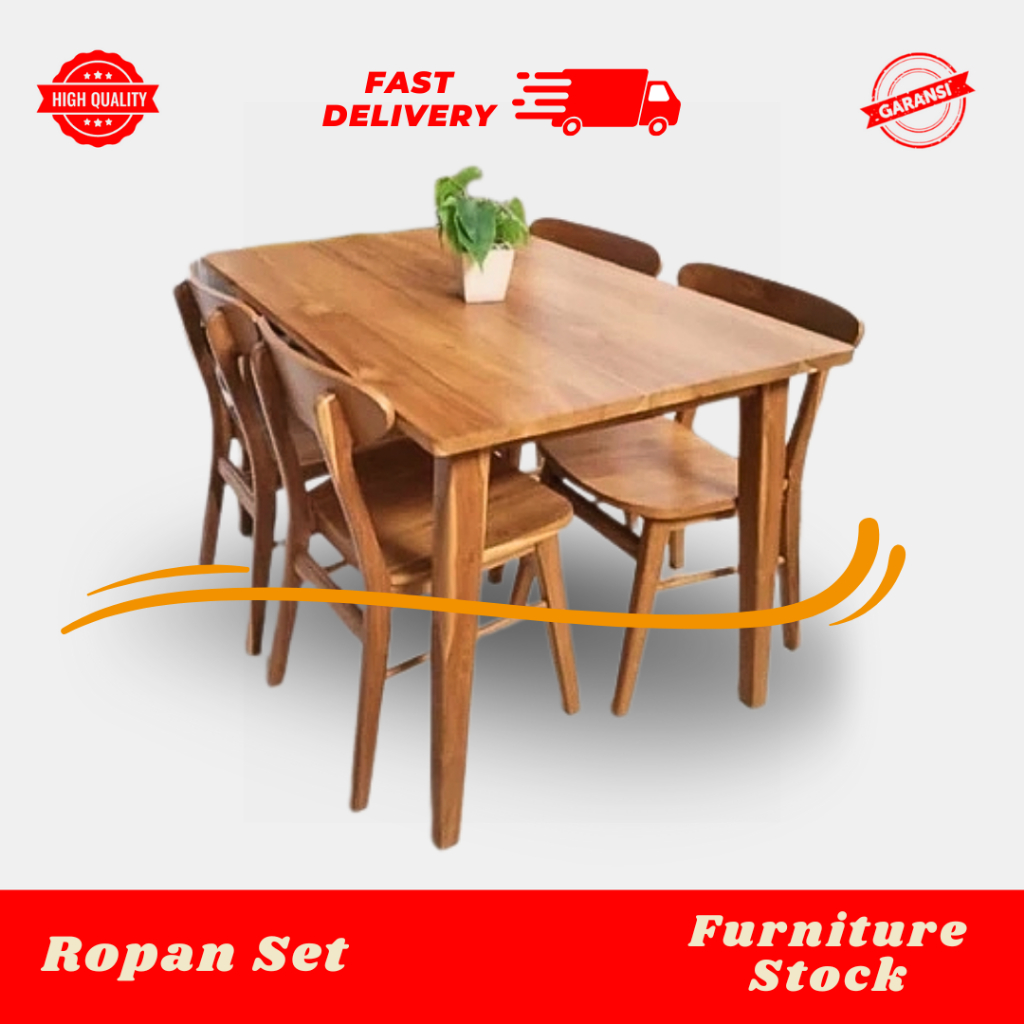 Jual Set Kursi Makan Ropan K4 (Ropan Dining Set Natural Doff/Gloss ...