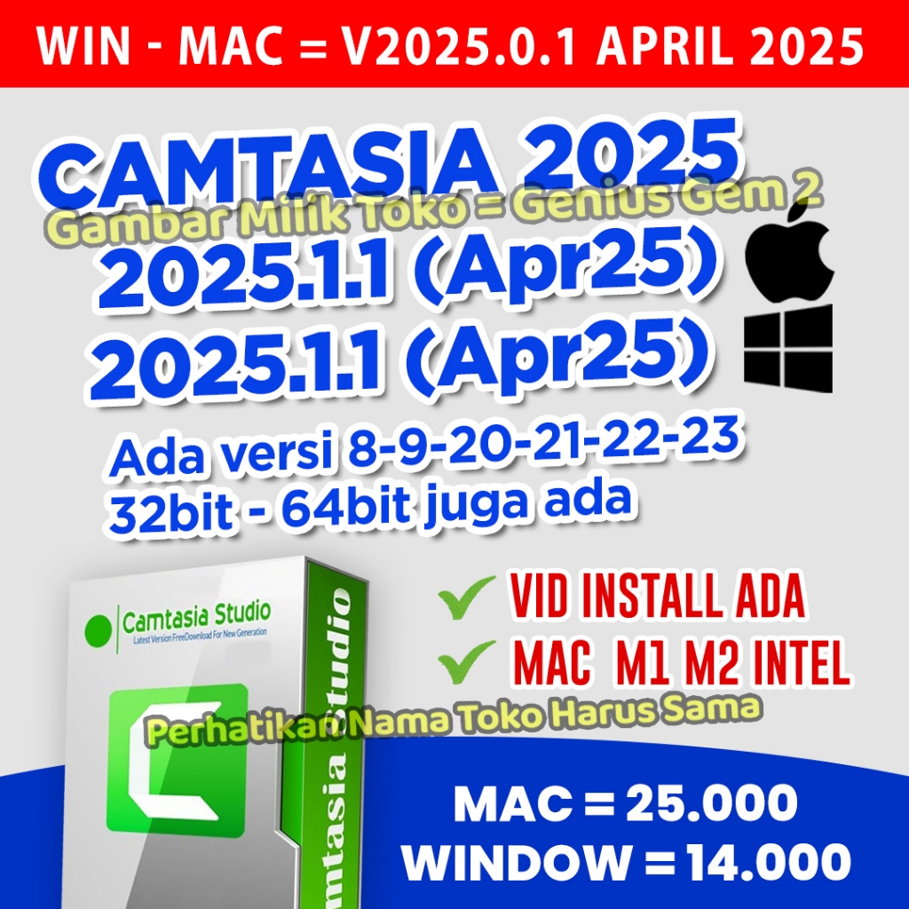 Jual Camtasia 2025 2024 2022 WIN MAC Full Version | Shopee Indonesia