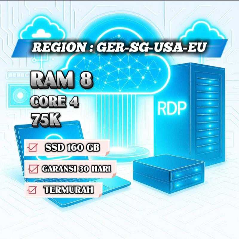 Jual RDP / VPS Ram 8GB 4 CORE TERMURAH Bisa diperpanjang | Shopee Indonesia