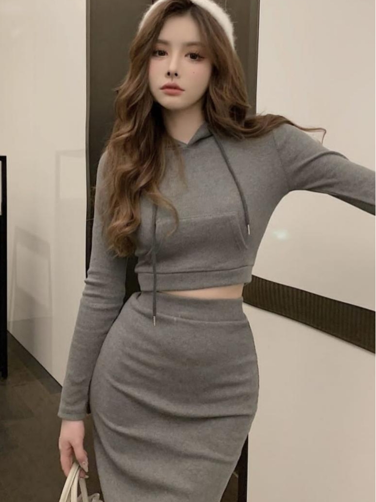 Jual [Premium] 99kOUTLET One Set Hoodie Crooped Polos Lengan Panjang ...