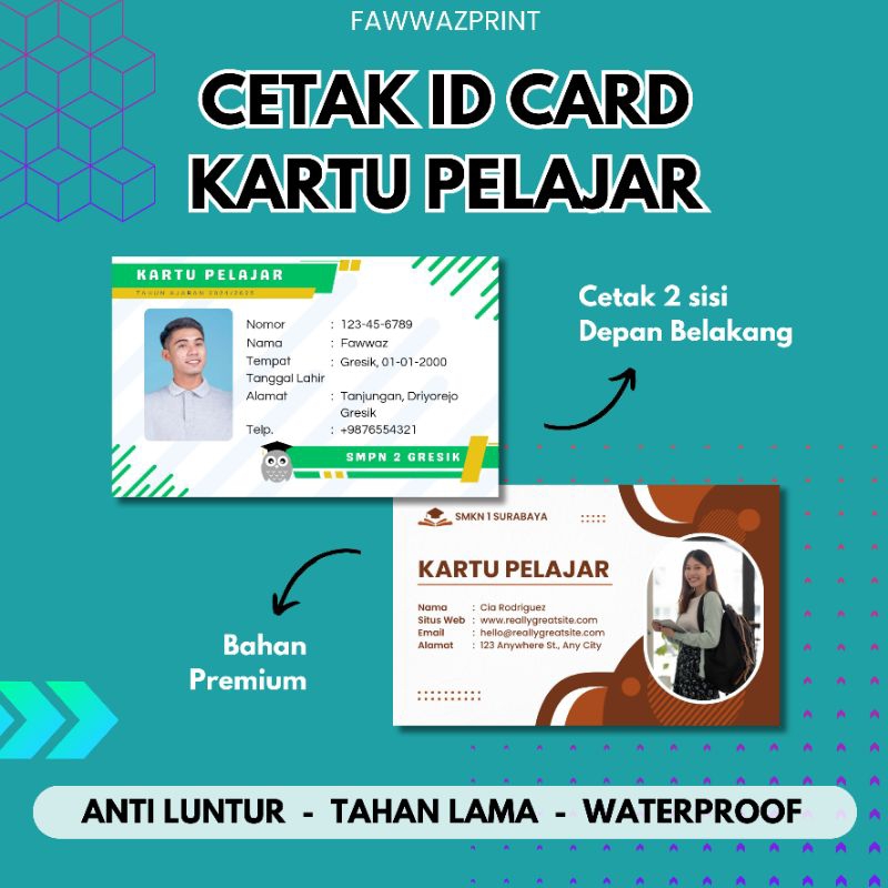 Jual Cetak Id Card Bahan PVC Tebal, Kartu Pelajar | Shopee Indonesia