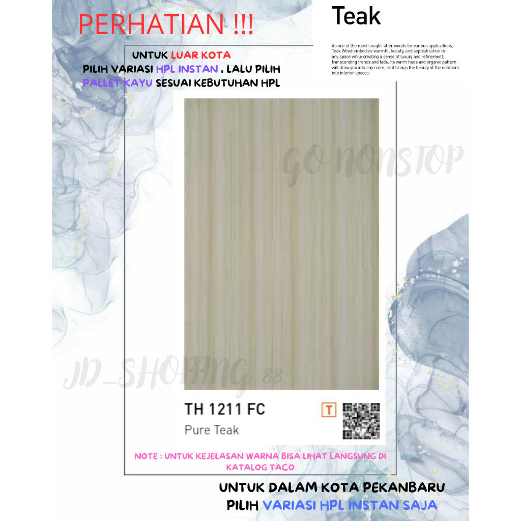 Jual (LUAR KOTA WAJIB PALLET KAYU) HPL TACO WOODGRAIN TH 1211 FC ...