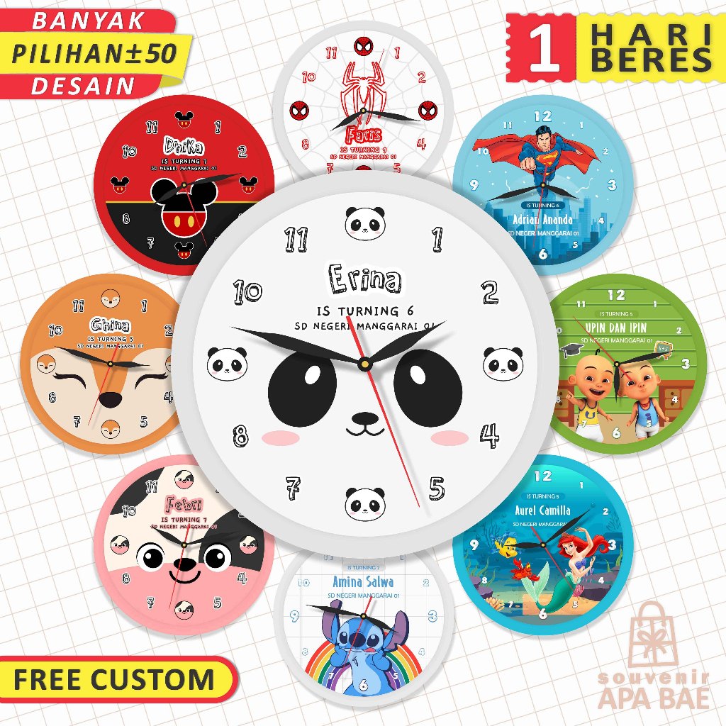 Jual Jam Custom Nama Diameter 10CM Hadiah Perpisahan Sekolah ( Souvenir ...