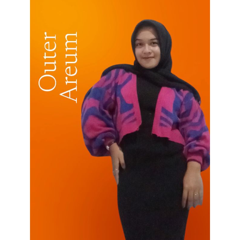 Jual AREUM Outer Cardigan Crop Top Zebra Rajut komputer Motif Abstrak ...