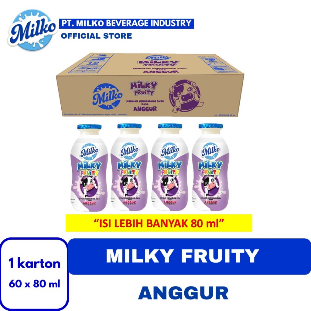 Jual MILKY FRUITY ANGGUR Minuman Susu 60 x 80 ml (karton) | Shopee ...