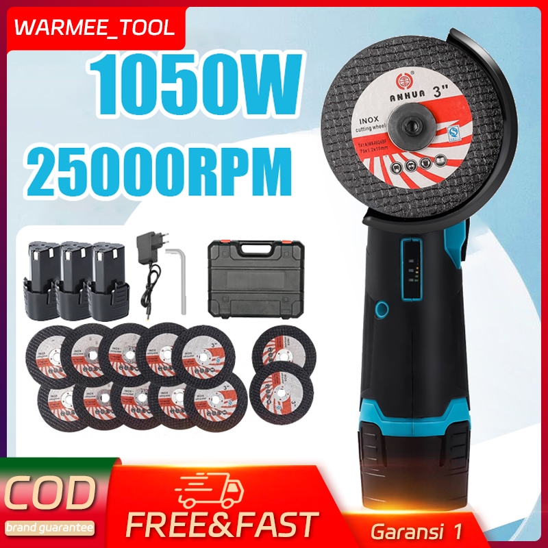 Jual Warmee Angle Grinder Mini Cordless Brushless 3Inch Baterai Litium ...