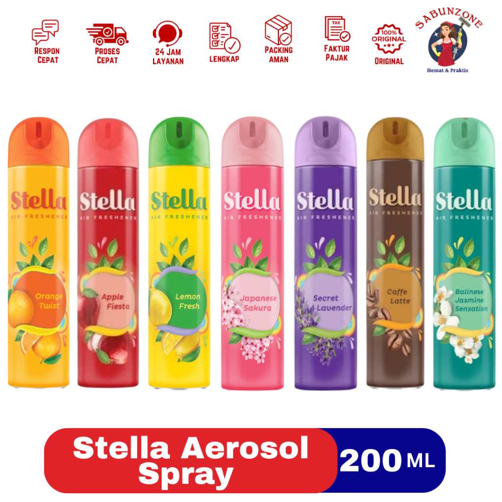 Jual Pengharum Ruangan Stella Aerosol Orange / Apel / Lemon / Japanese ...
