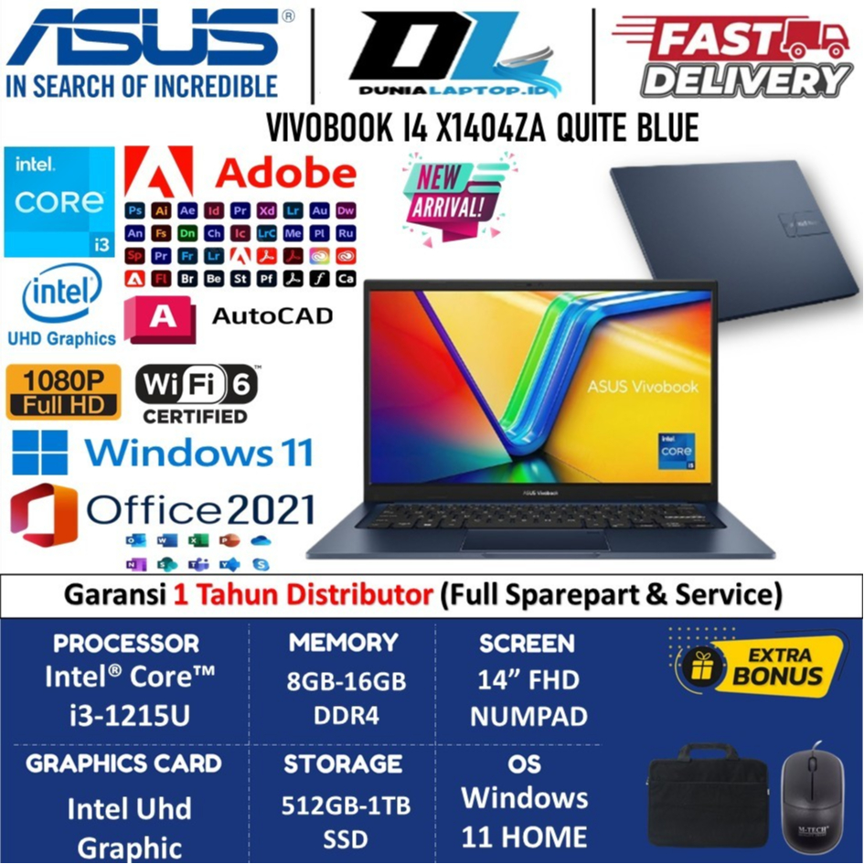 Jual Laptop Asus Vivobook 14 X1404ZA Intel Core i3 1215U 16GB 1TB 14" FHD NUMPAD Win11 Home ...