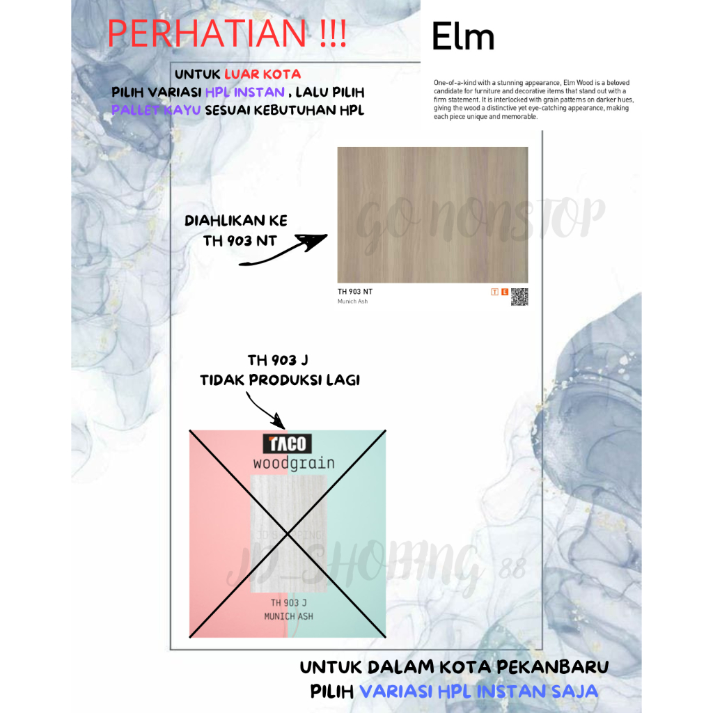 Jual (LUAR KOTA WAJIB PALLET KAYU) HPL TACO WOODGRAIN TH 903 NT ...