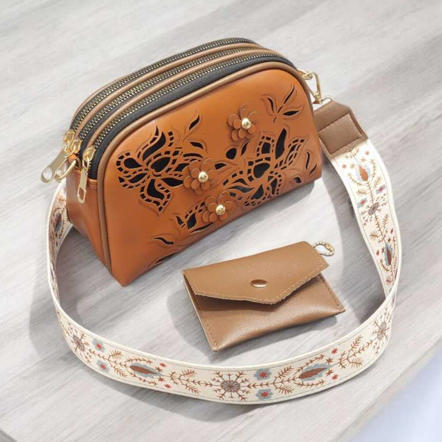 Jual ( Bunga Bag ) Tas Wanita Selempang 3 Ruang Kulit Sintetis 23X10X14 cm | Shopee Indonesia