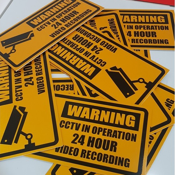 Jual RAMBU Signage WARNING CCTV 24 HOURS 30x15cm, Papan Tanda Arah Nama ...
