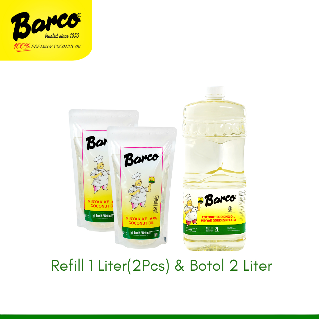 Jual Paket Hemat!! Minyak Goreng Barco Refill 1 Liter (2Pcs) & Botol 2 ...