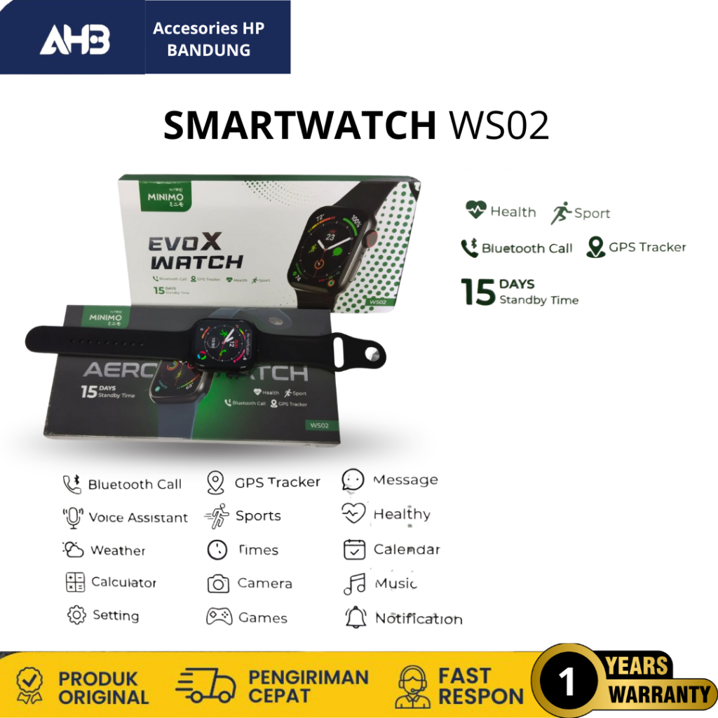 Jual Minimo SMART WATCH WS02 EvoX Black | Shopee Indonesia